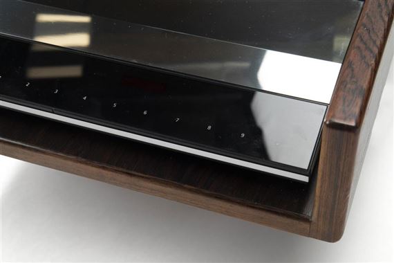 John Scott | A low table/stereo system in dark walnut and black ...