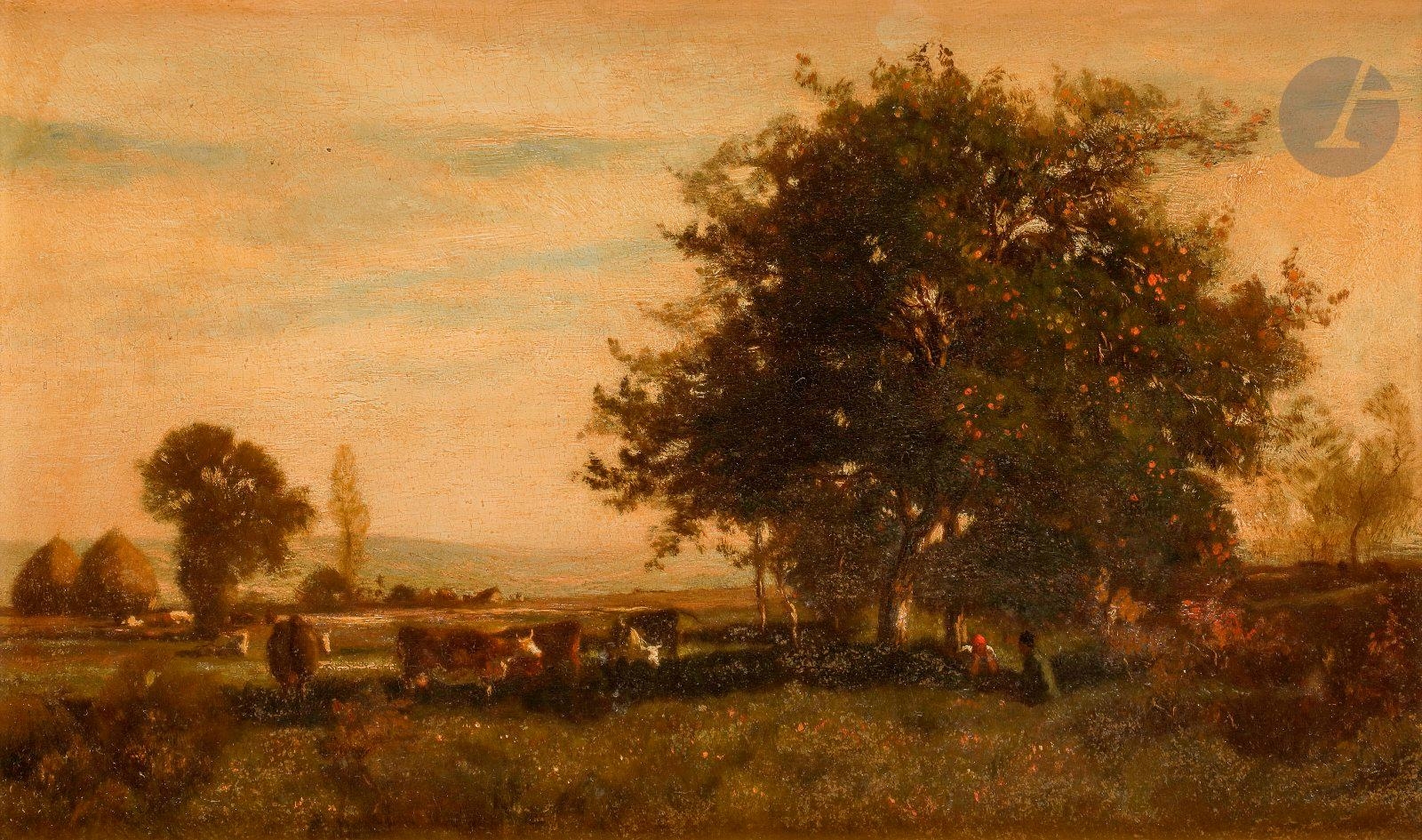 Eugène Antoine Samuel Lavieille | Vaches au repos sous les arbres | MutualArt
