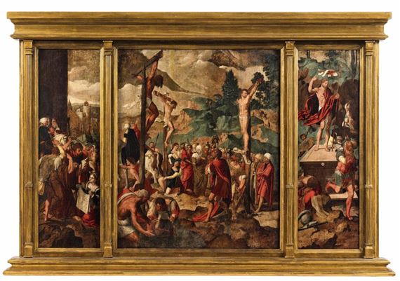 Netherlandish School, 16th Century | Altarpiece with the Crucifixion | MutualArt