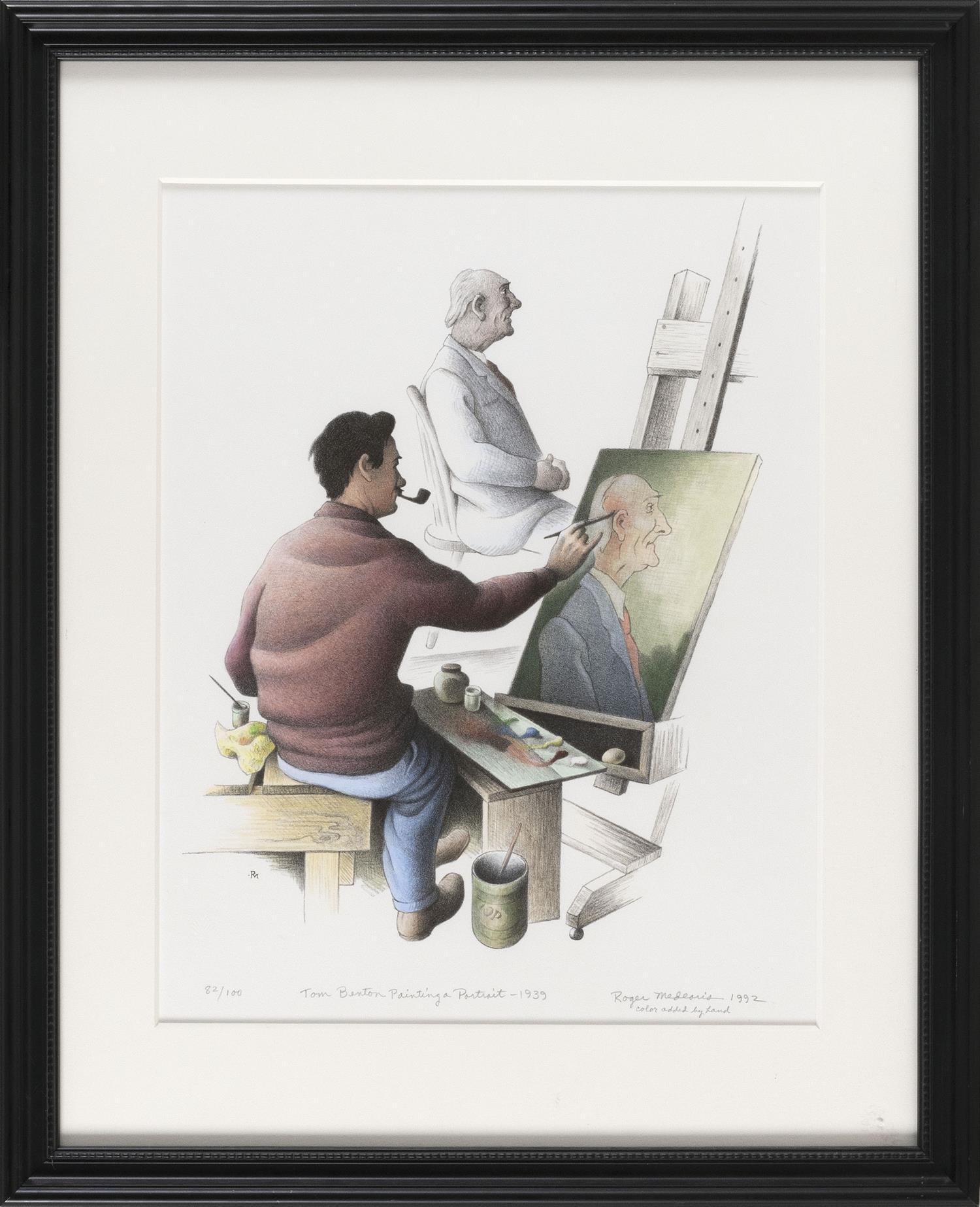 Roger Medearis | Tom Benton Painting a Portrait - 1939. (1992) | MutualArt