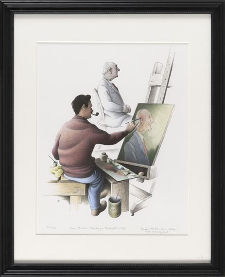 Roger Medearis | Tom Benton Painting a Portrait - 1939. (1992) | MutualArt