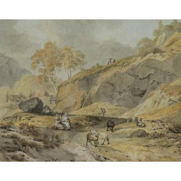 Jean-Antoine Linck | Figures and sheep in landscape | MutualArt