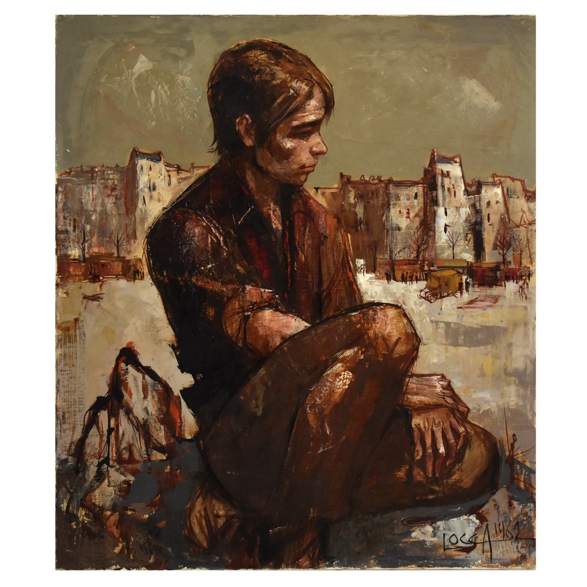 Albert Locca | Male Figure Seated in Outdoor Scene | MutualArt