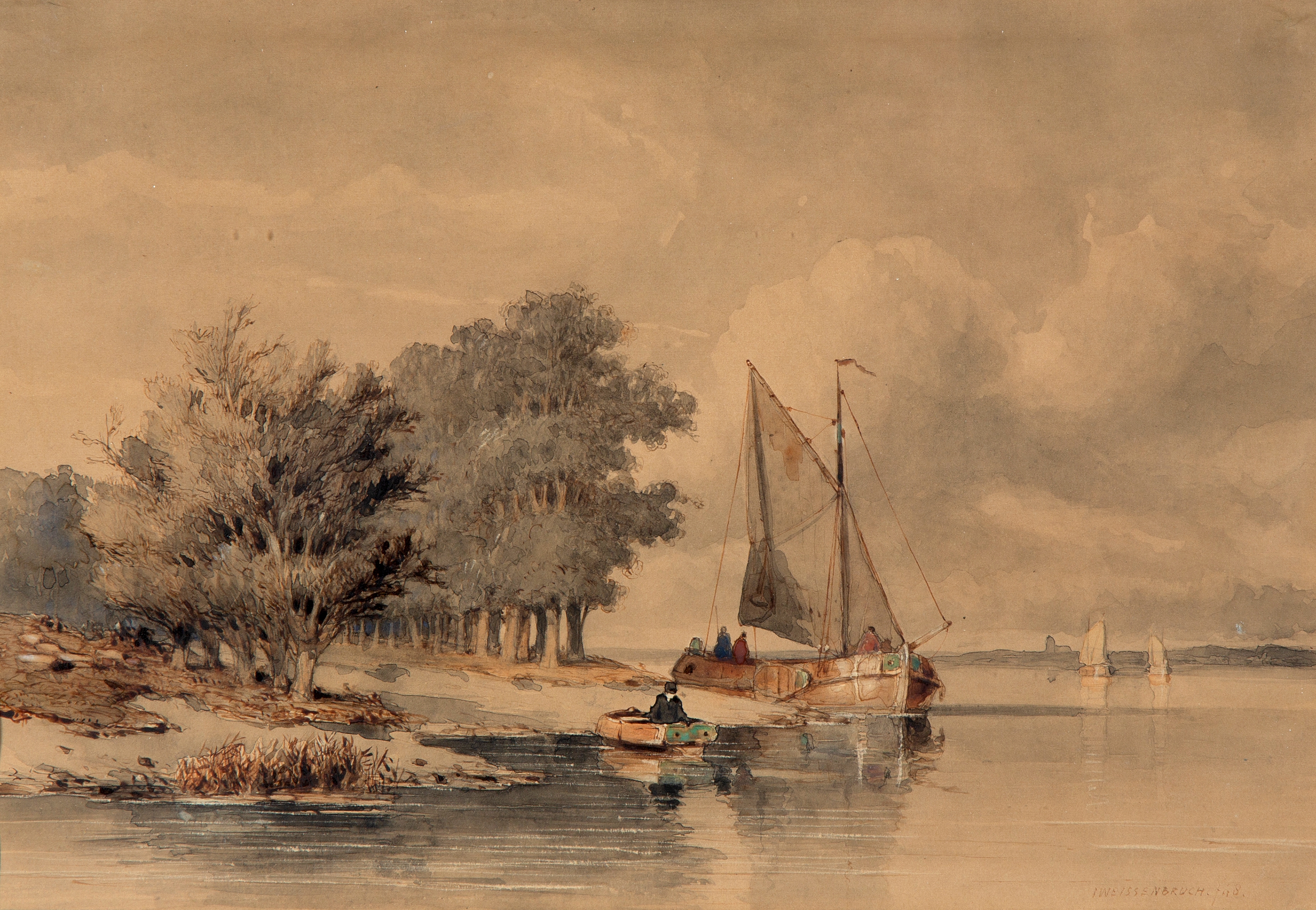 Jan Weissenbruch | Boten op kalm water / A tranquil day on the river ...