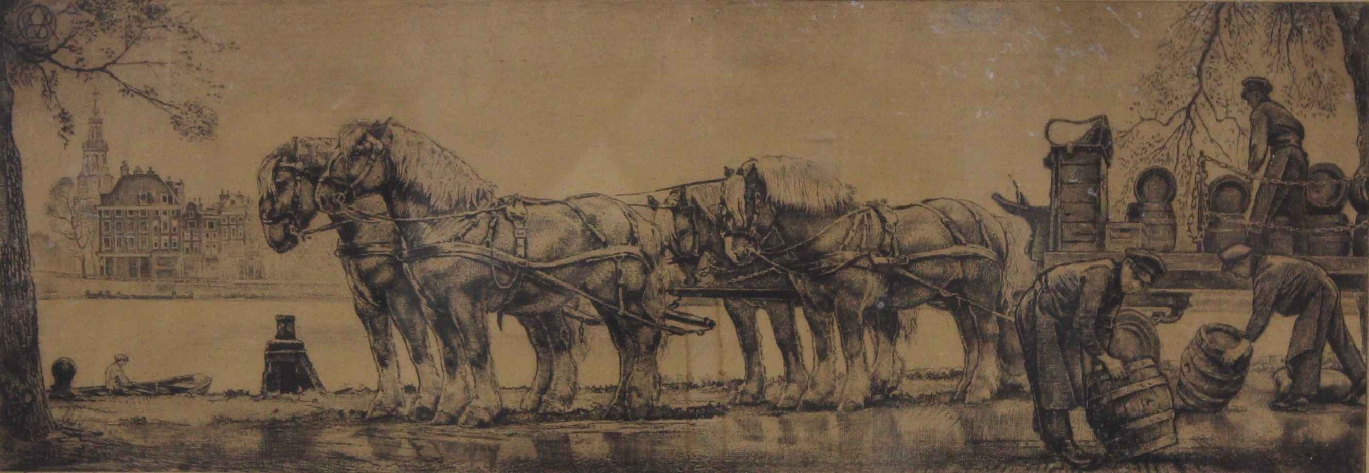 Willem Gerard Hofker | Bierwagen langs de Amstel (1948) | MutualArt