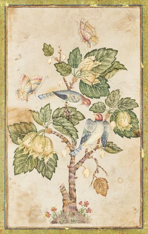 Iranian School, 19th Century | Gul o Bul Tree with Nightingales (19th ...