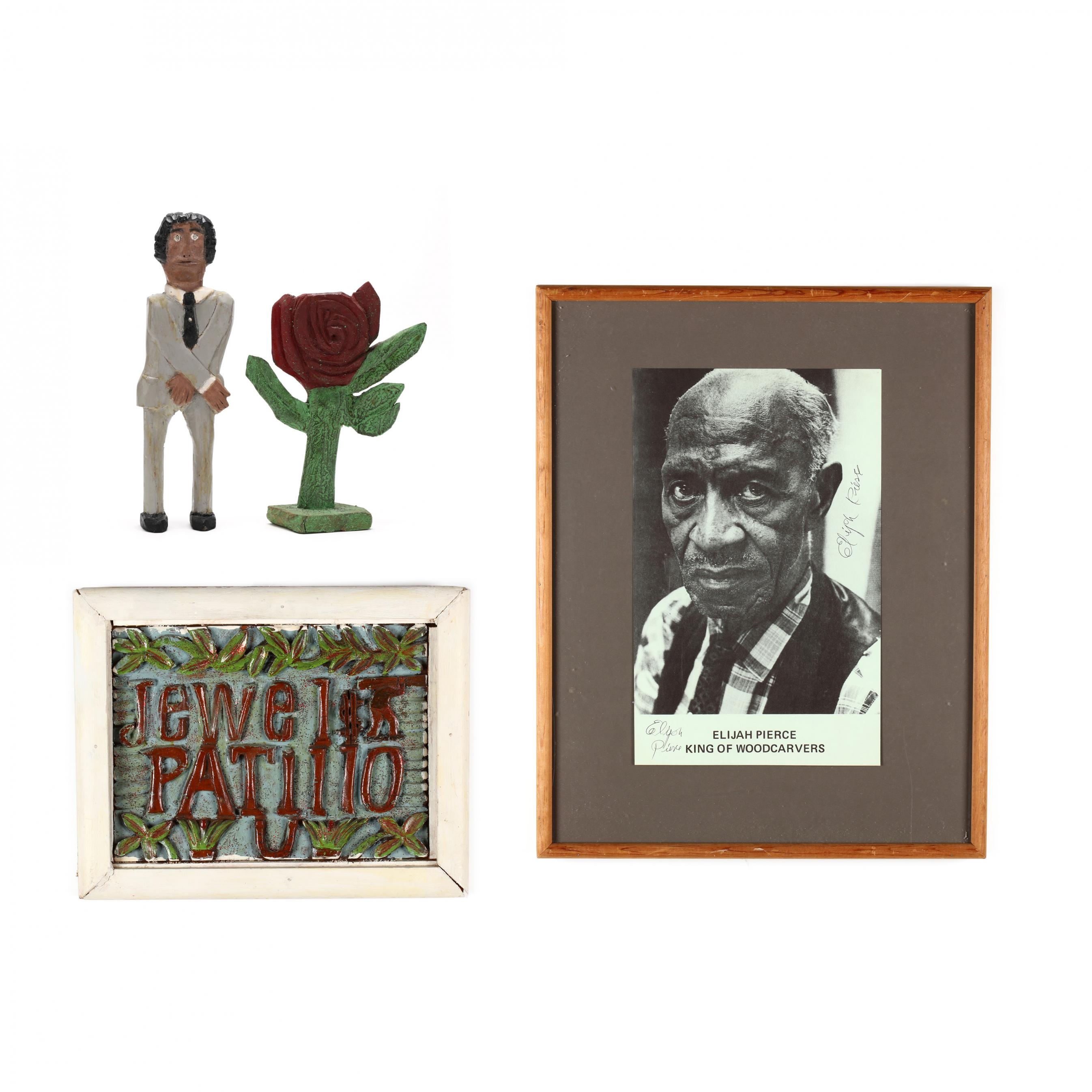 Elijah Pierce | Four works: Untitled (3); JEWEL PATILLO | MutualArt