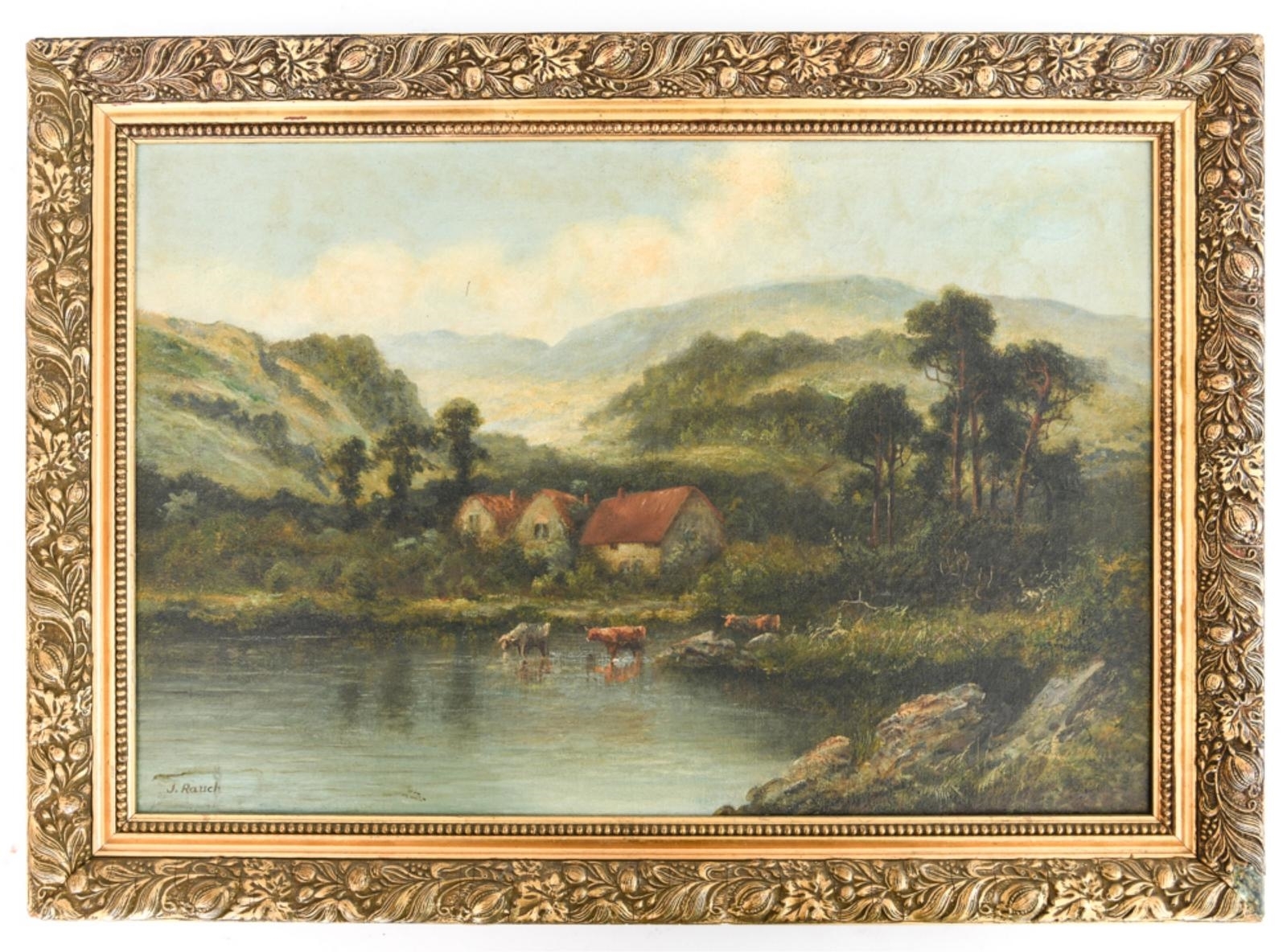 Johann Joseph Rauch | Mountainous landscape with cows | MutualArt