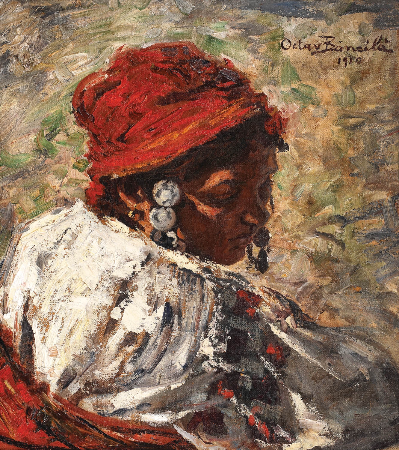 Octav Bancila | Țărancă cu năframă roșie (1910) | MutualArt