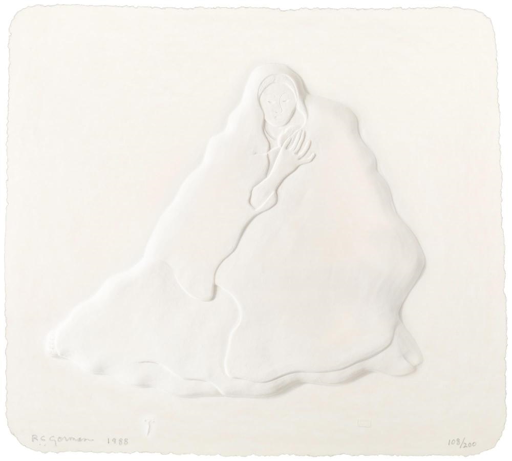 R.C. Gorman | Native American woman with baby (1988) | MutualArt
