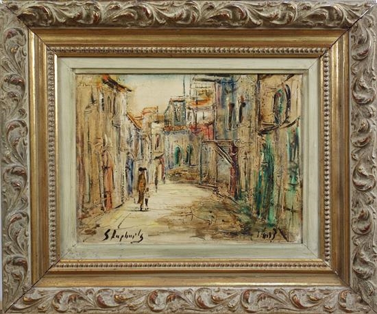 Zvi Raphaeli | Jerusalem street scene with figures | MutualArt