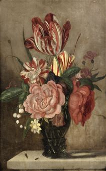 Ambrosius Bosschaert The Younger | A bouquet of mixed flowers in a ...