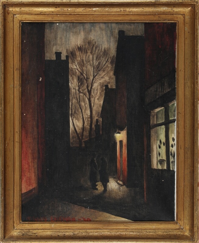 Harald Rudyard Engman | Street scene with conversing couple in the dark ...