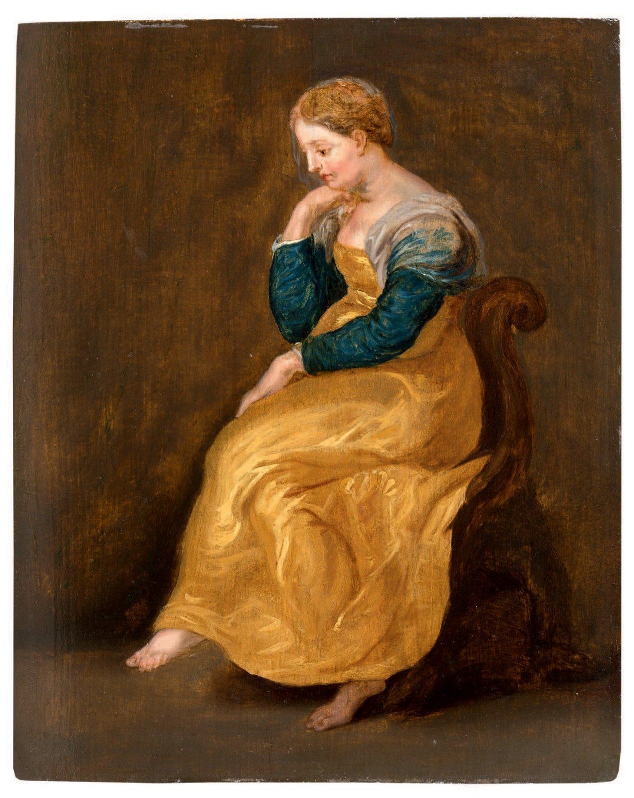 Peter Paul Rubens | Presumed portrait of Hélène Fourment sitting in ...