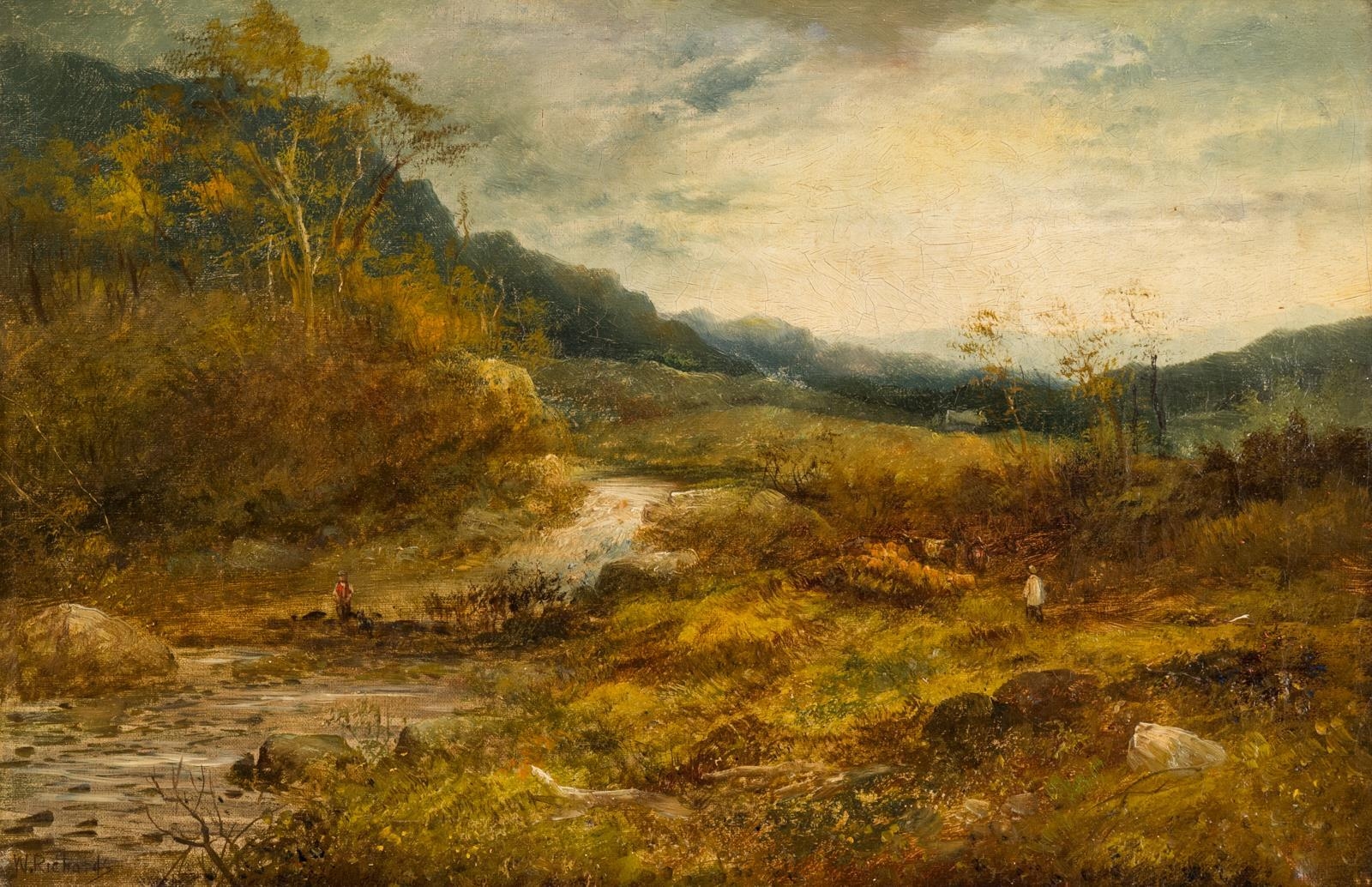 William Richards | A coastal scene with a ship beached for breening ...