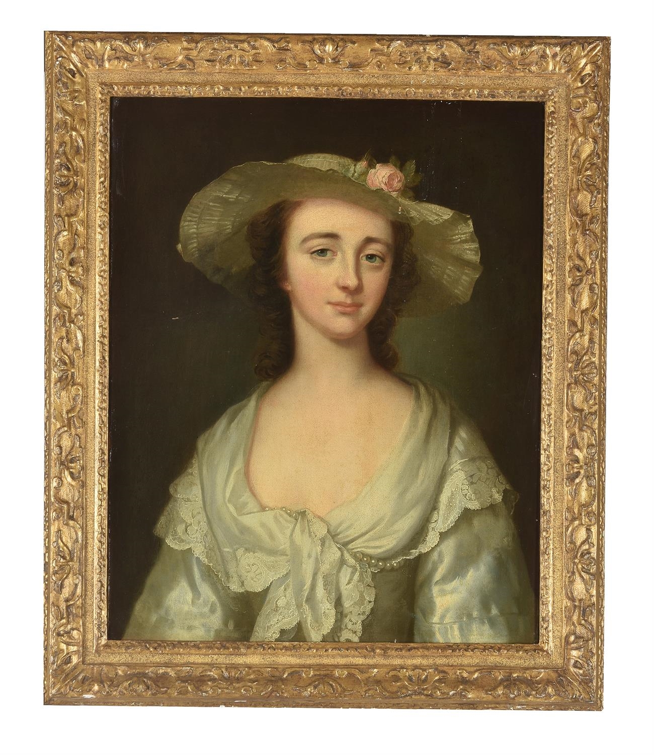 Arthur Pond | Portrait of a lady wearing a white dress and wide brimmed ...