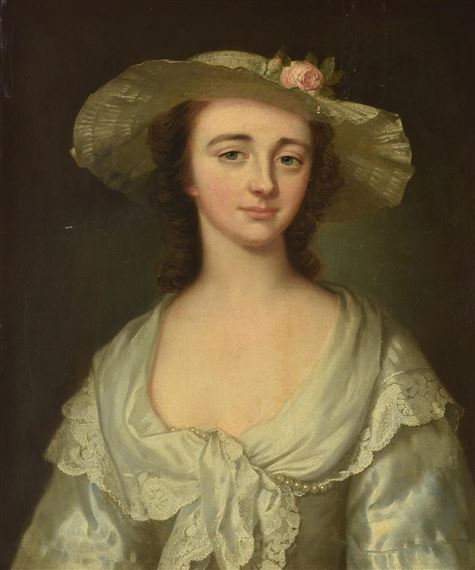 Arthur Pond | Portrait of a lady wearing a white dress and wide brimmed ...