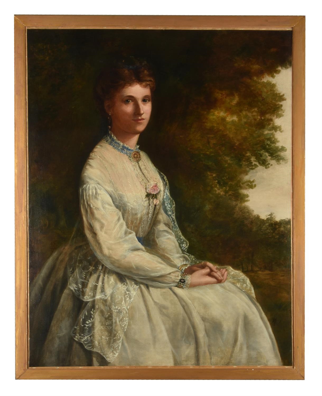 Lowes Cato Dickinson | Portrait of a lady in a white dress seated in a ...