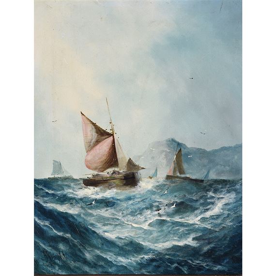 H. M. Knight | CHOPPY SEAS WITH SHIPS | MutualArt