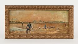 Ettore Cercone | Gardien de moutons devant les pyramides | MutualArt