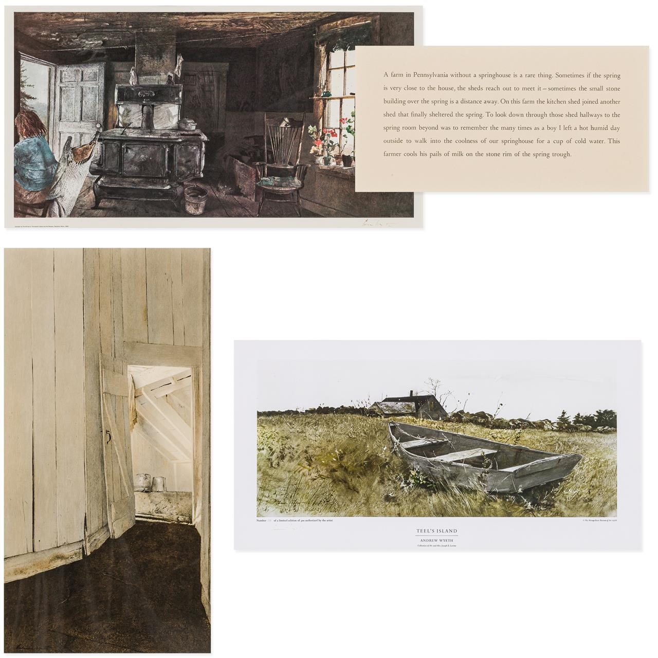 Andrew Wyeth | Three Works: Teel's Island; Cooling Shed; Wood Stove ...