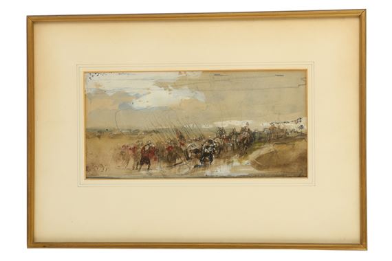 George Cattermole | Historical battle scene with artillery marching ...