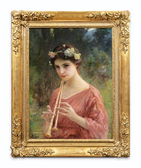 Charles Amable Lenoir | A YOUNG WOMAN PLAYING AN AULOS (OR THE DOUBLE ...
