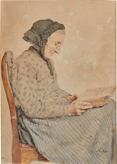 Albert Anker | Reading Girl | MutualArt