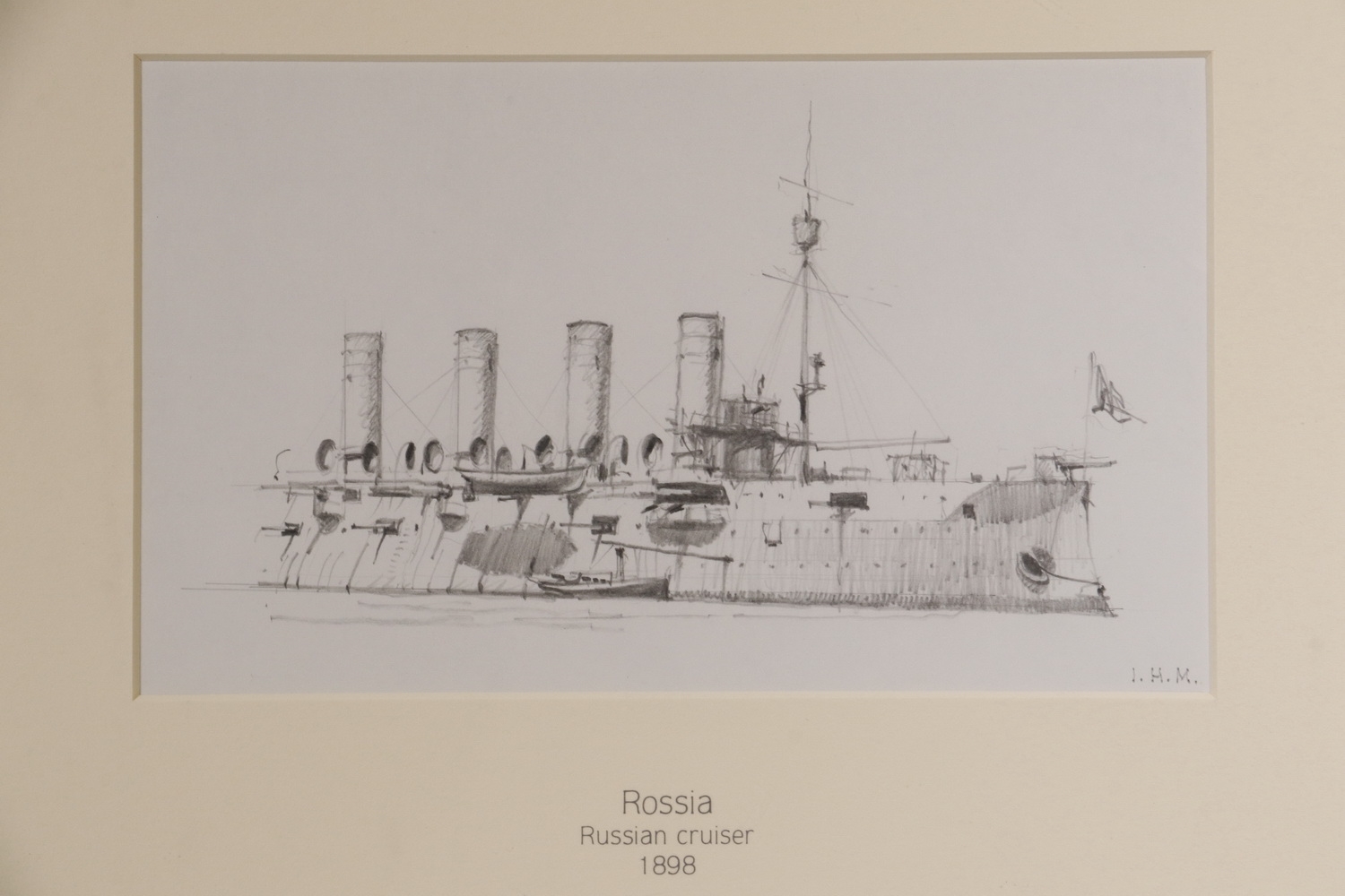 Ian Marshall | Four works: Graphite Drawings of Warships in matching ...