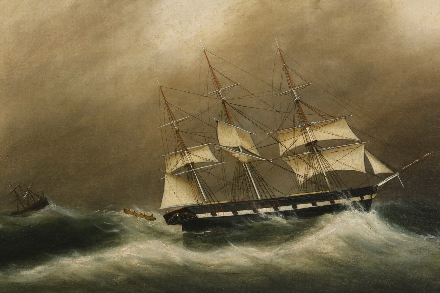 Clement Drew | Ship in Storm Sending Longboat to Rescue Crew of ...