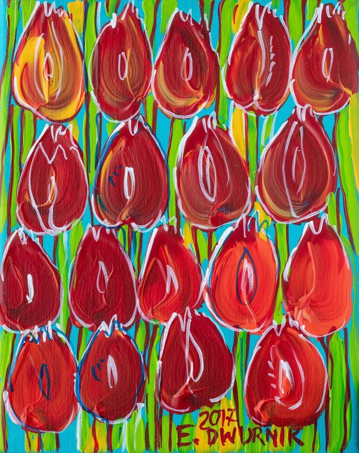 Edward Dwurnik | Czerwone tulipany (2017) | MutualArt