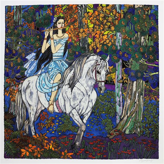 Zhang Hongbin | Muzikante op wit paard | MutualArt