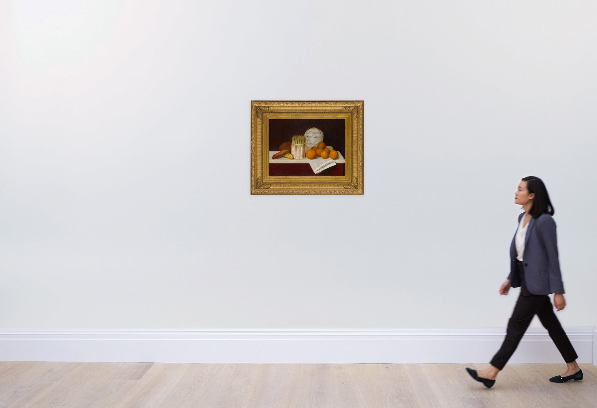 William Michael Harnett | FRUIT AND ASPARAGUS | MutualArt