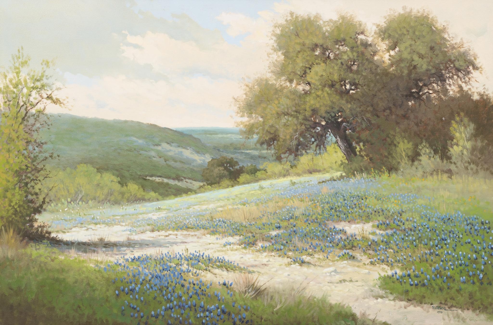 Jerry Ruthven | Bluebonnet Hill Country Landscape (1976) | MutualArt