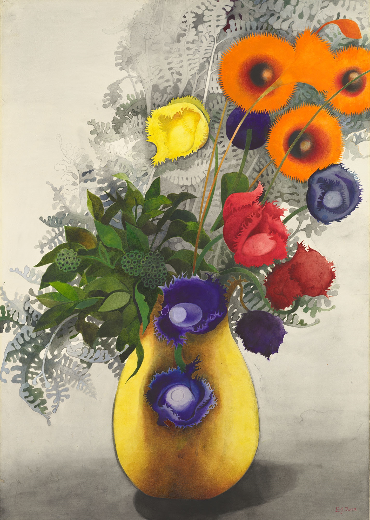 Edward Burra | Tulips in a Yellow Pot (1955 - 1957) | MutualArt