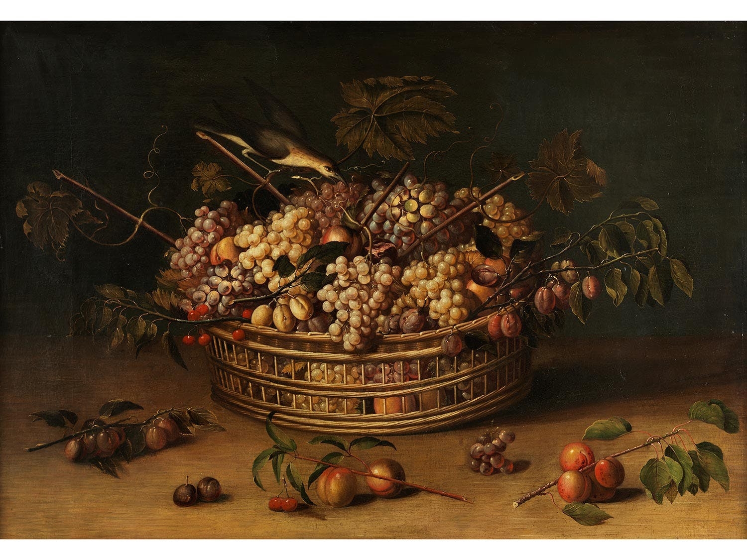 Paul Dorival | STILLLEBEN MIT KORB, TRAUBEN UND PFIRSICHEN | MutualArt