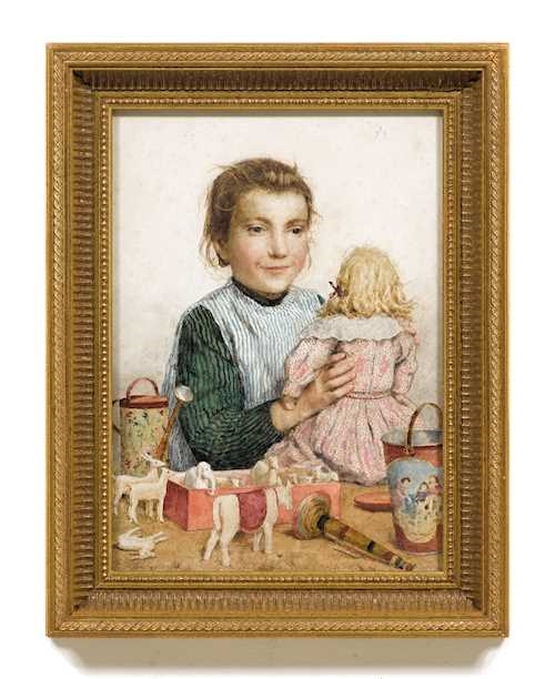 Albert Anker | Girl with a doll (1909) | MutualArt