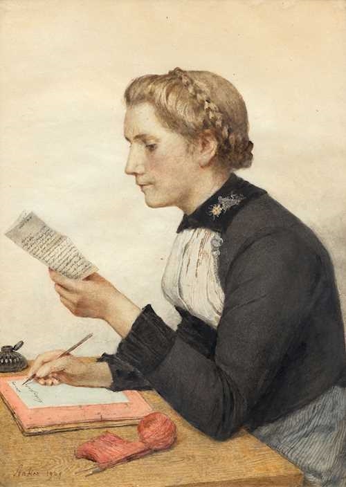 Albert Anker | The love letter (1909) | MutualArt