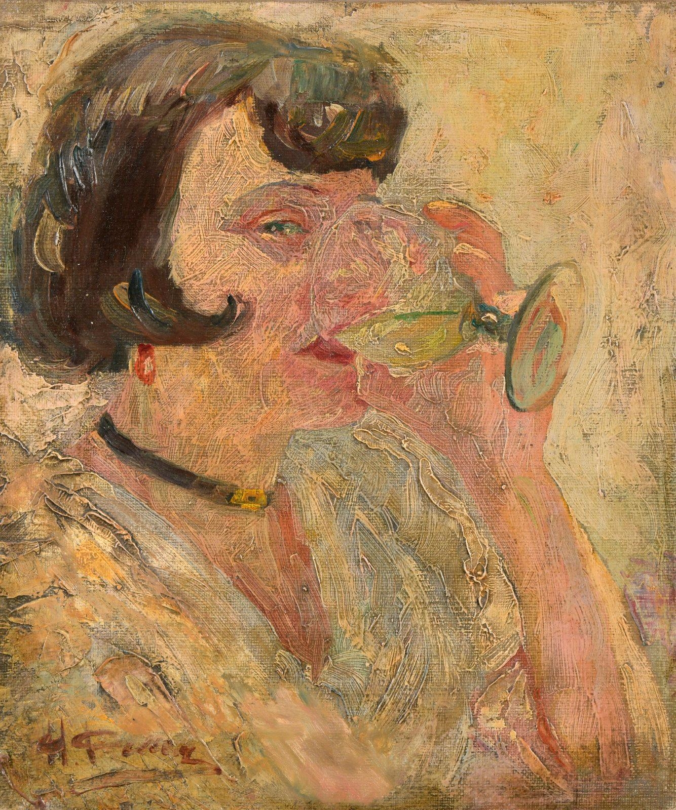 Nicolai Fechin | Woman with a glass of wine | MutualArt