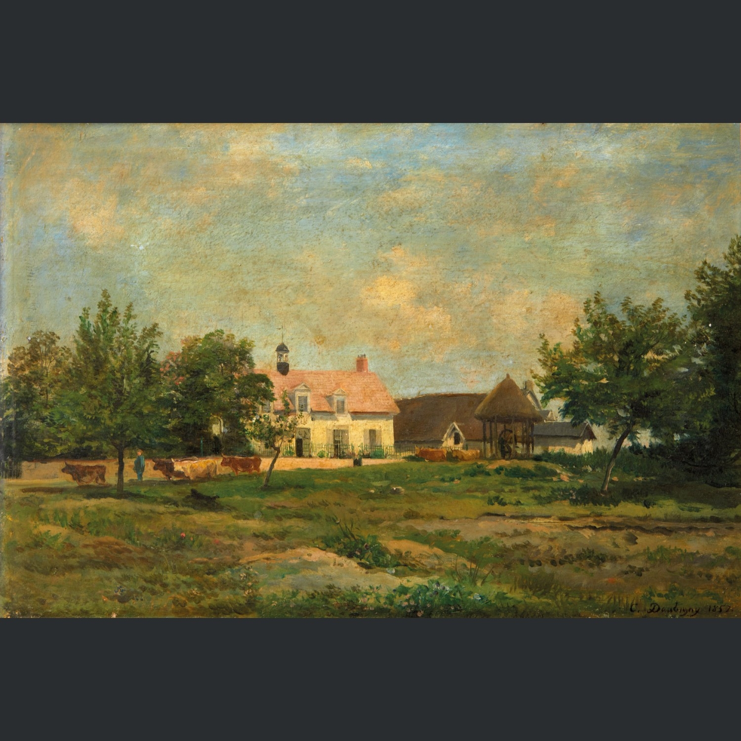 Charles-François Daubigny | Vacher devant la chaumiere (1857) | MutualArt