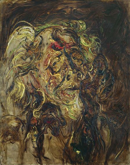 Affandi | Self-Portrait With A Statue (1978) | MutualArt