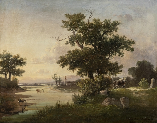 Alexander Johann Dallinger von Dalling | Cattle in a sunlit field (1833 ...