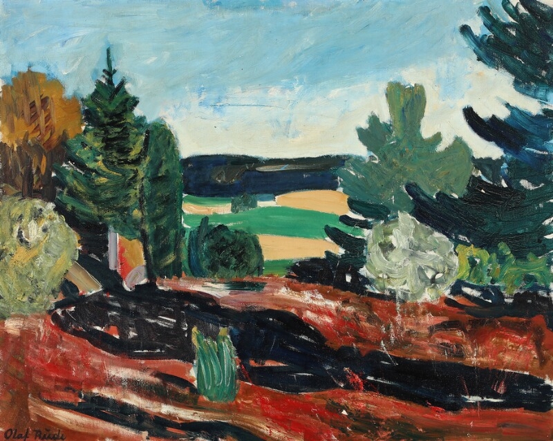 Olaf Rude | Landscape with pine trees | MutualArt