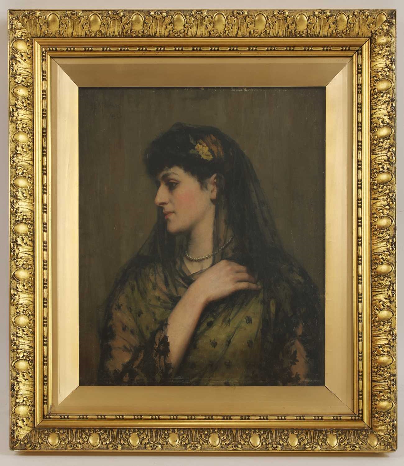 Robert Edward Morrison | Portrait of a lady in a black lace mantilla ...