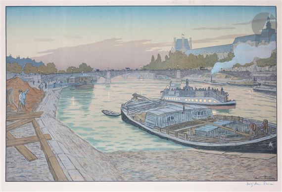 Henri Rivière | Le Pont des Saints-Pères et le Louvre (1900) | MutualArt