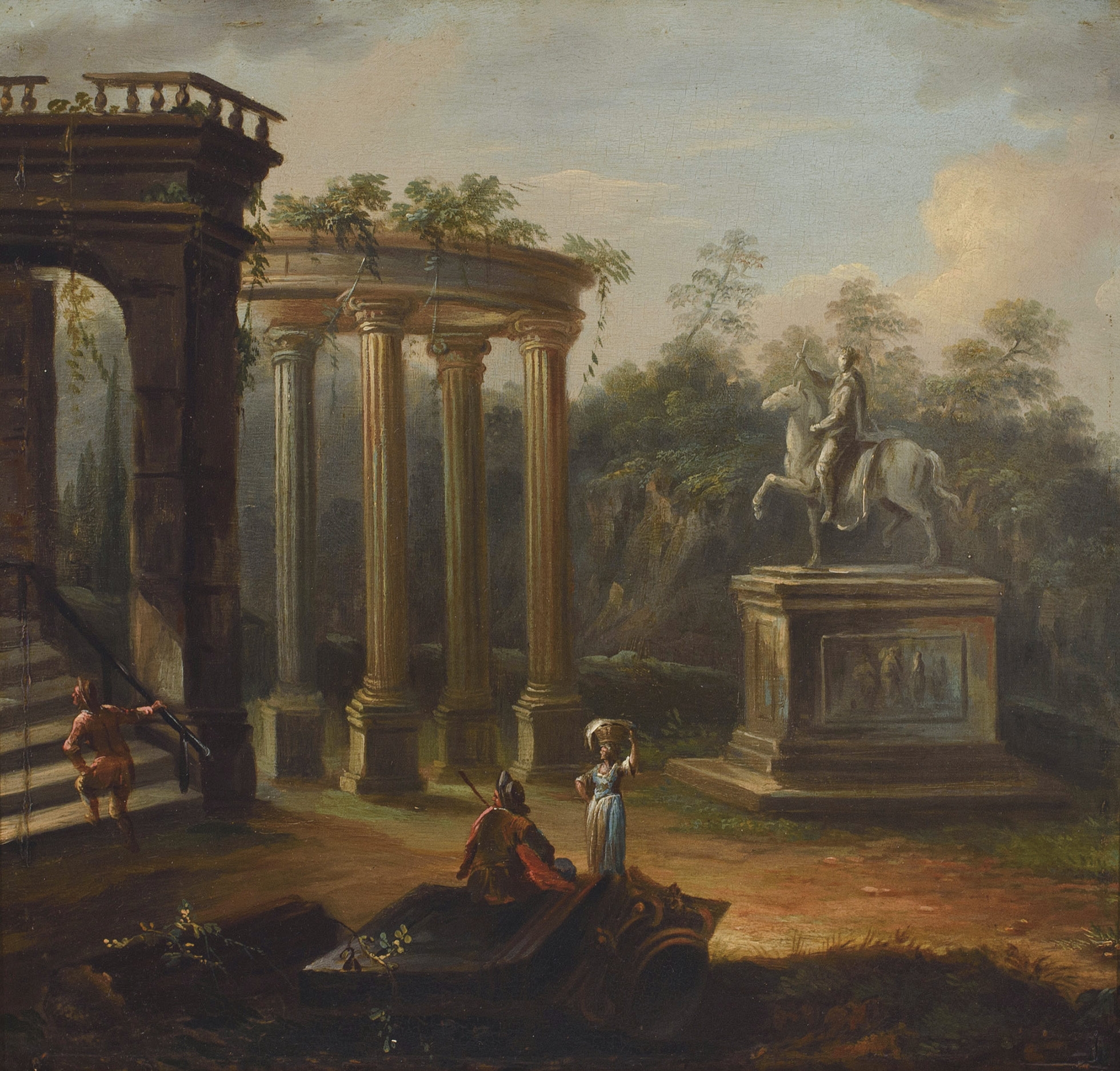 Giovanni Paolo Pannini | Capricho con ruinas y personajes | MutualArt