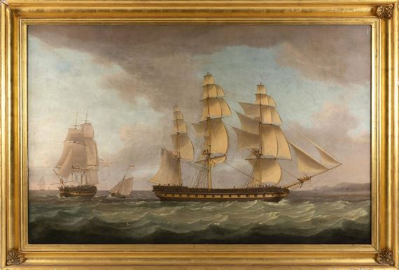 Thomas Whitcombe | The 44-gun frigate Medina in two positions, circa ...