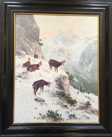 Ludwig Skell | Les chamois dans la neige | MutualArt