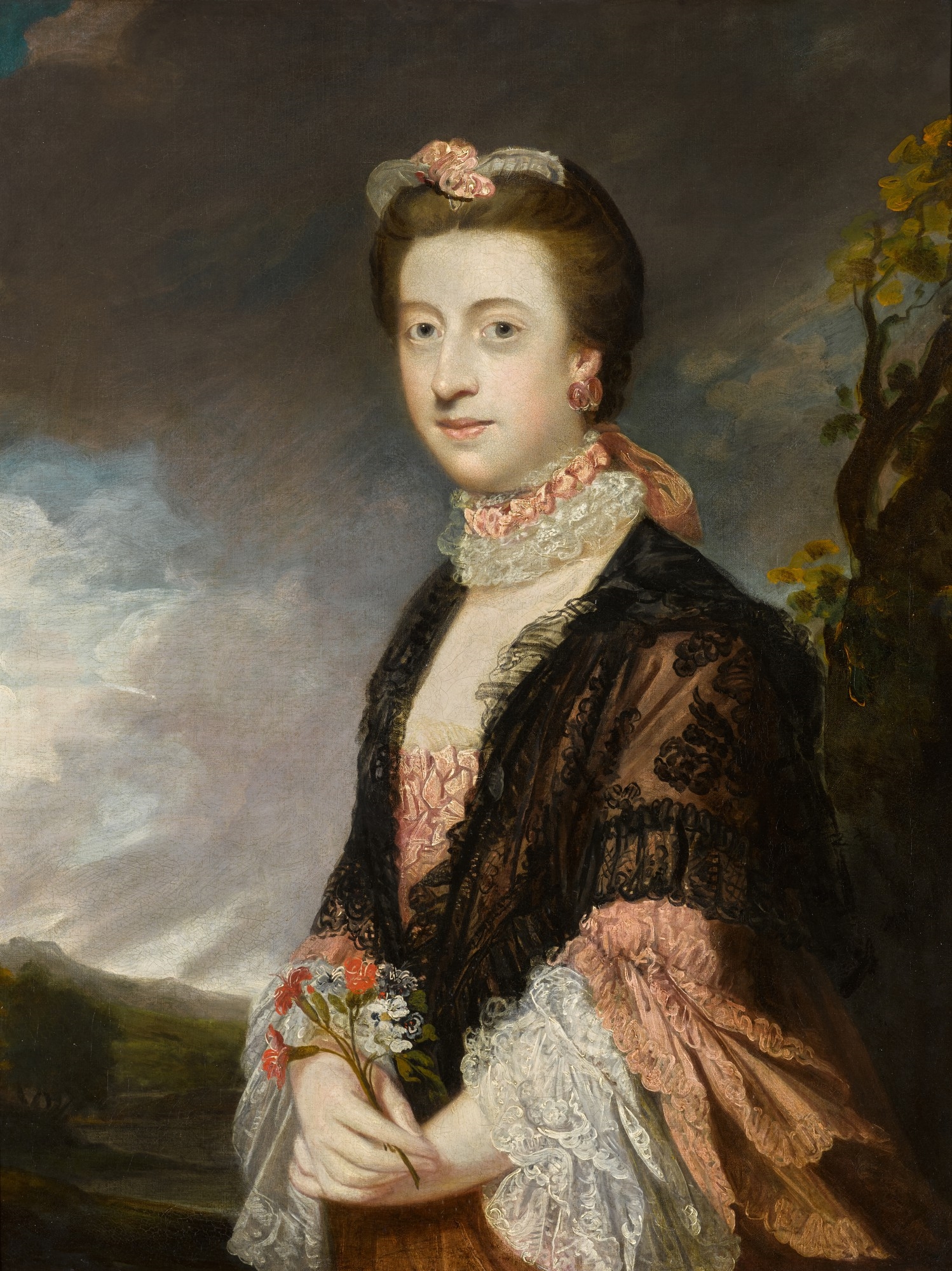 Sir Joshua Reynolds | PORTRAIT OF A LADY SEATED IN A LANDSCAPE, WEARING ...