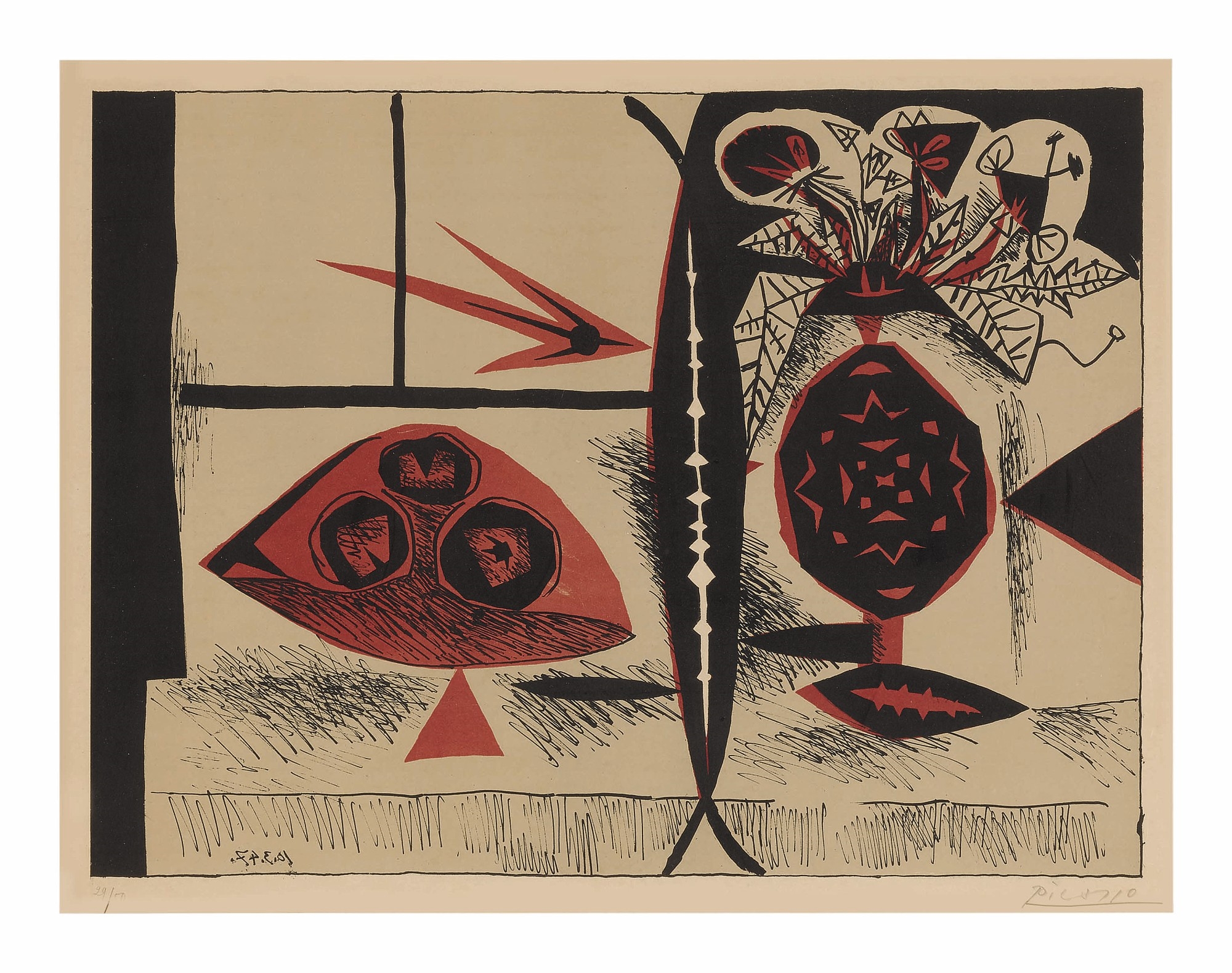 Pablo Picasso | COMPOSITION AU VASE DE FLEURS (B. 426; M. 74) (1947 ...